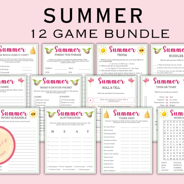 Summer Printable Games - Etsy