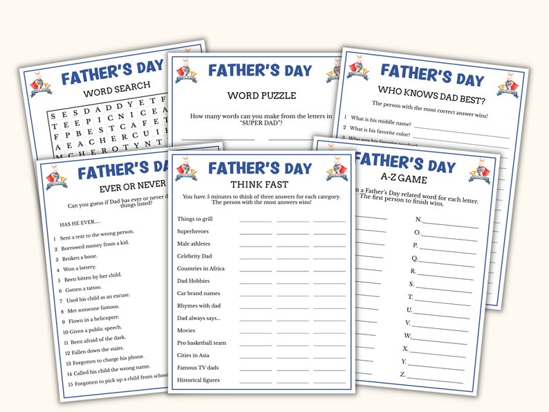 12 Printable Father's Day Games for Kids and Adults - Family Games ...