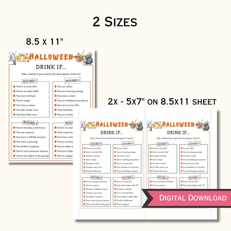 Drink If Game - Printable Halloween Party Game for Adults - Icebreaker ...