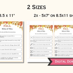 Fall Roll and Tell Dice Game - Printable Autumn Game - Fun Fall Time ...