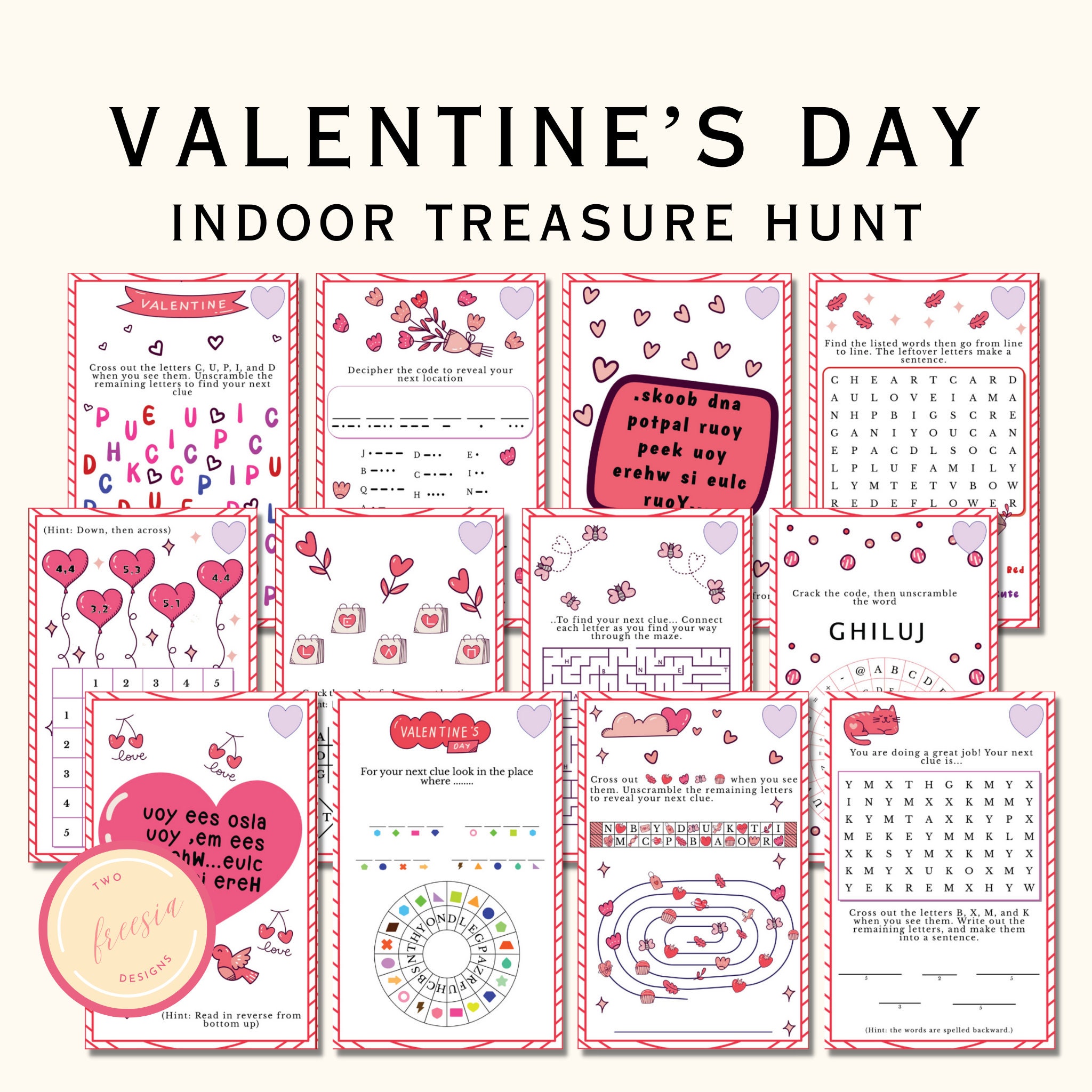 Valentine's Day Indoor Treasure Hunt for Older Kids - Scavenger Hunt ...