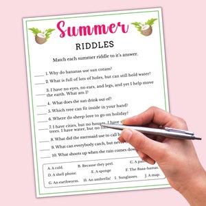 Summer Riddles Game for Kids and Adults - Printable Summer Party Game ...