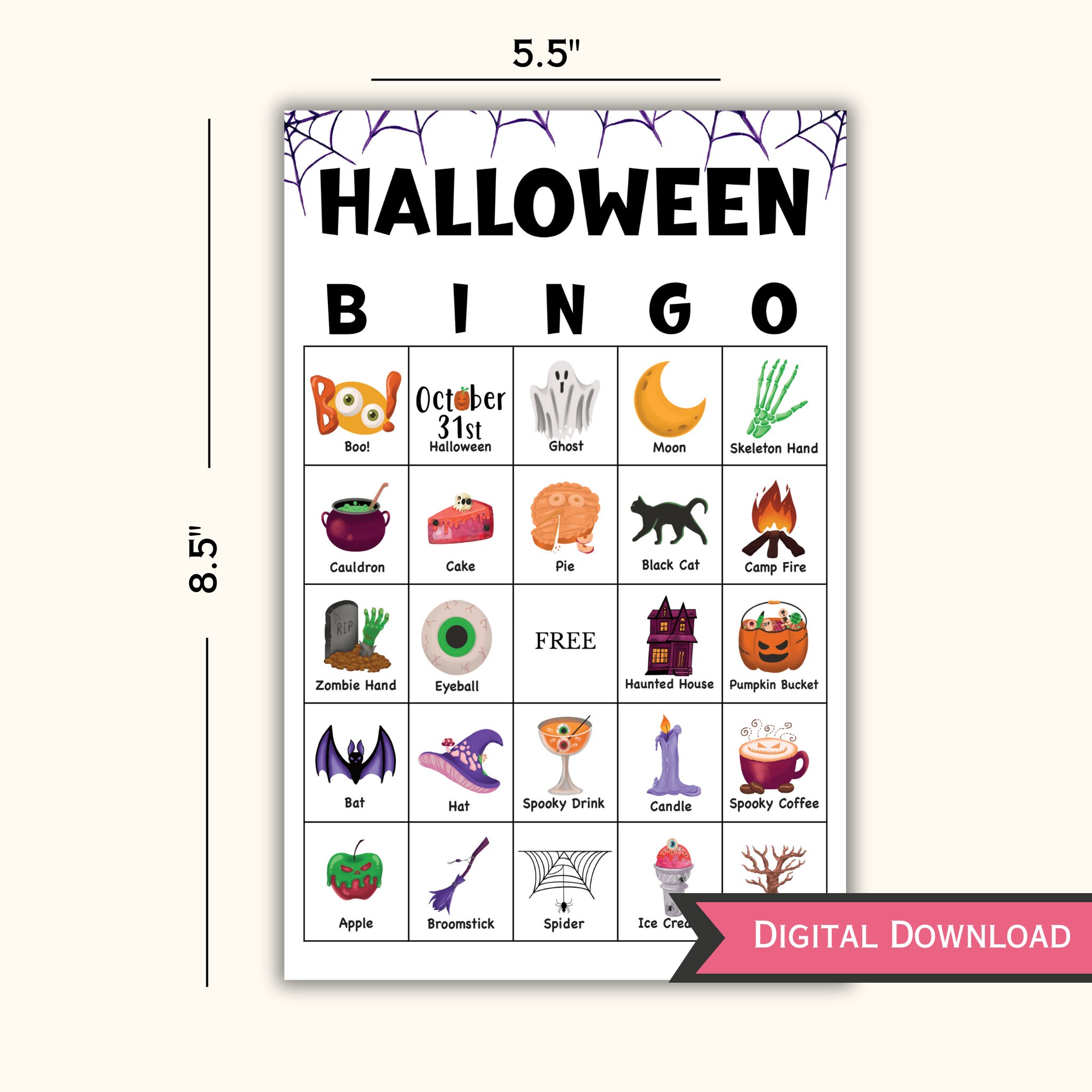 30 Bingo Halloween Cards - Printable Bingo Game for Kids, Teens or ...