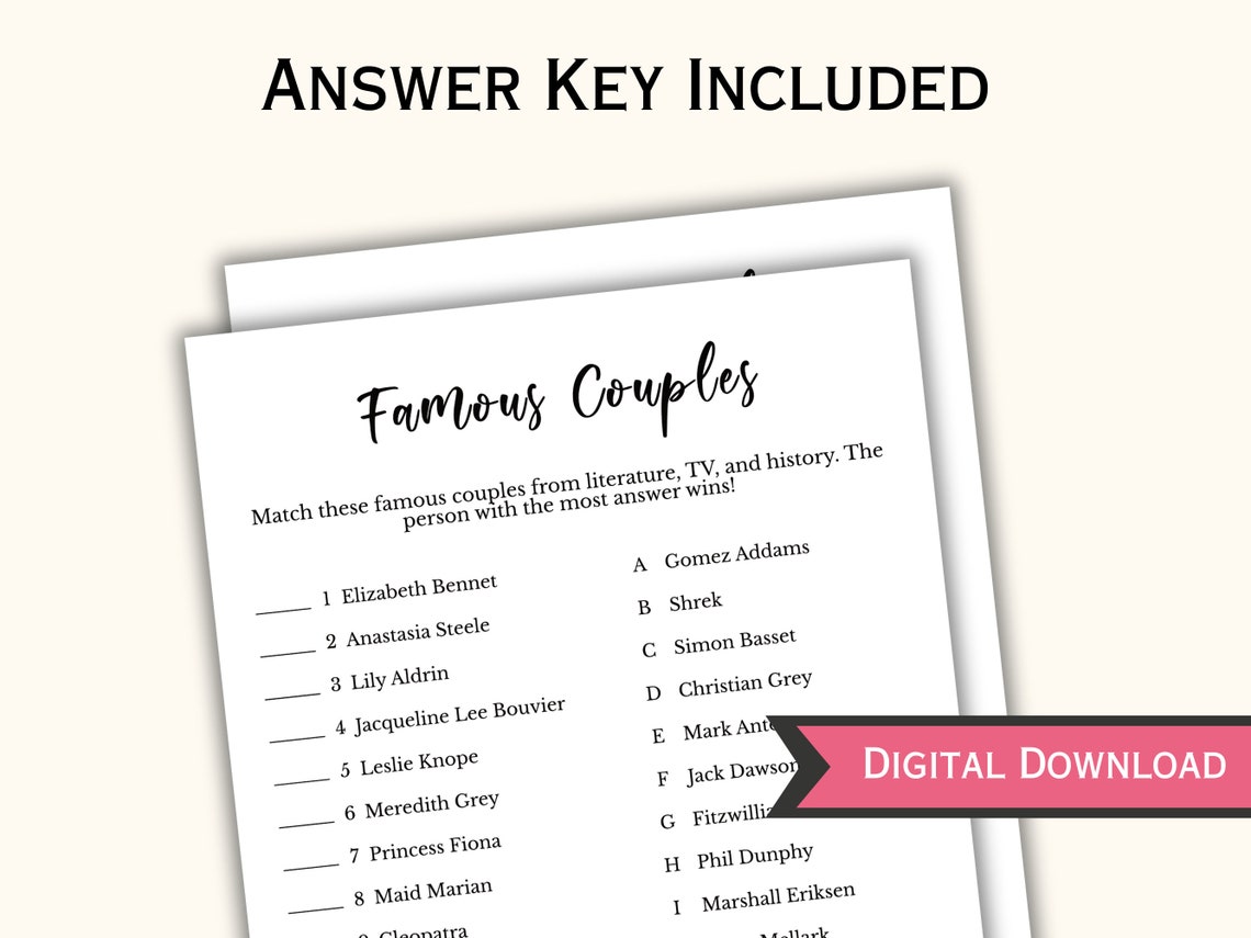 Couples Shower Game Bundle 12 Printable Couples Bridal Party Games ...