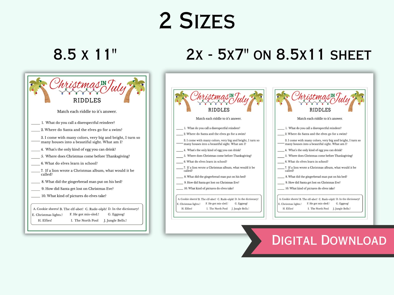 26 Printable Christmas in July Game Bundle - Christmas in July Games ...