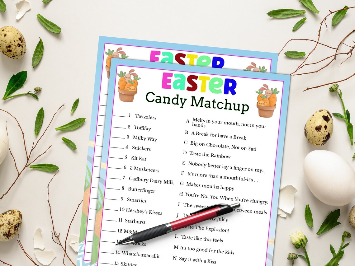 Easter Candy Matchup Game Easter Printable Games for Kids & Adults ...