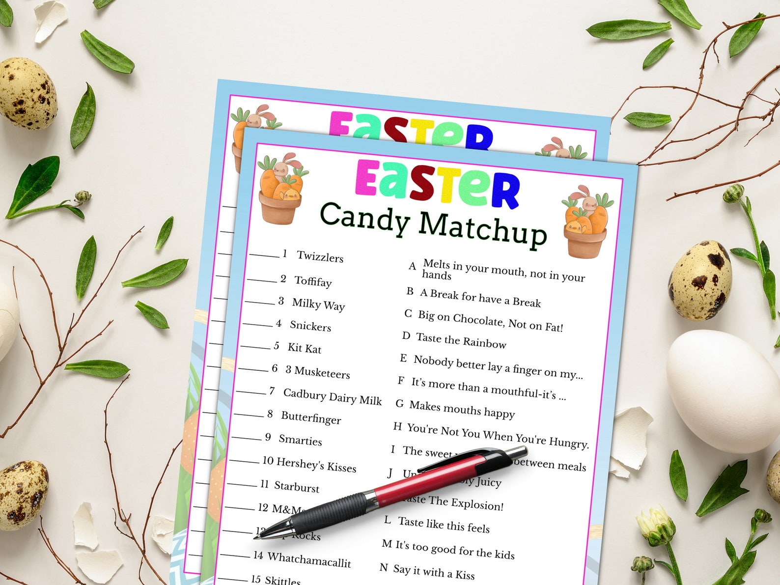 Easter Candy Matchup Game Easter Printable Games for Kids & Adults ...