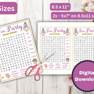Tea Party Word Search - Printable Tea Party Games for Birthdays, Bridal ...