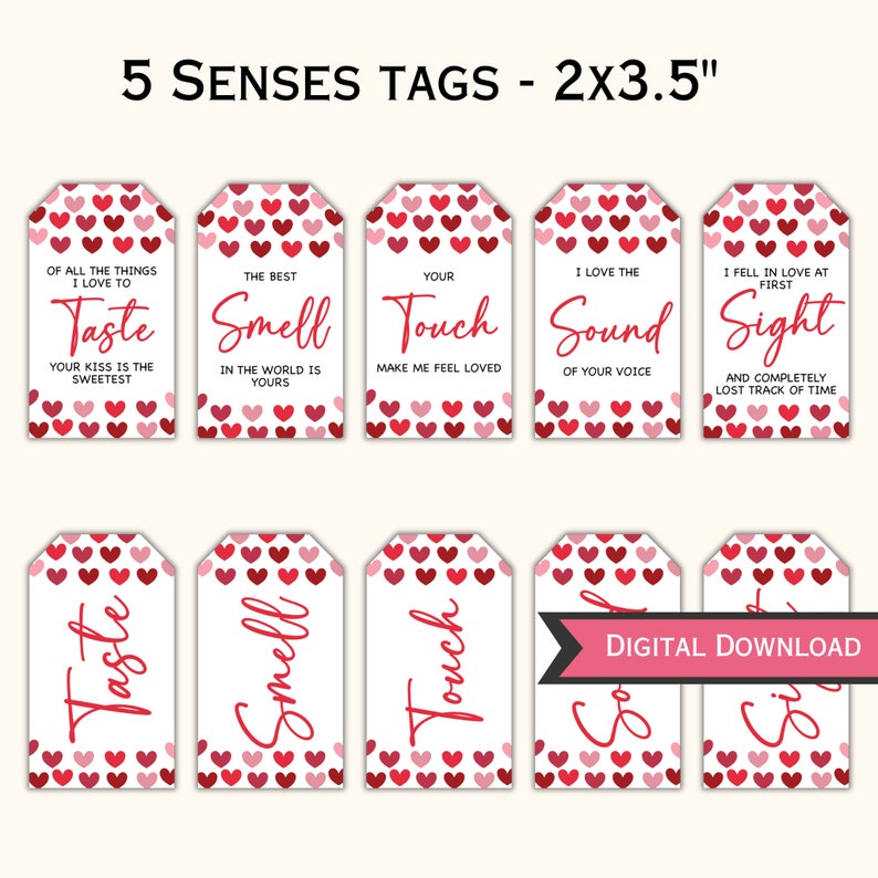 5 Senses Gift Tags & Card for Birthdays, Anniversary, Valentine's Day ...