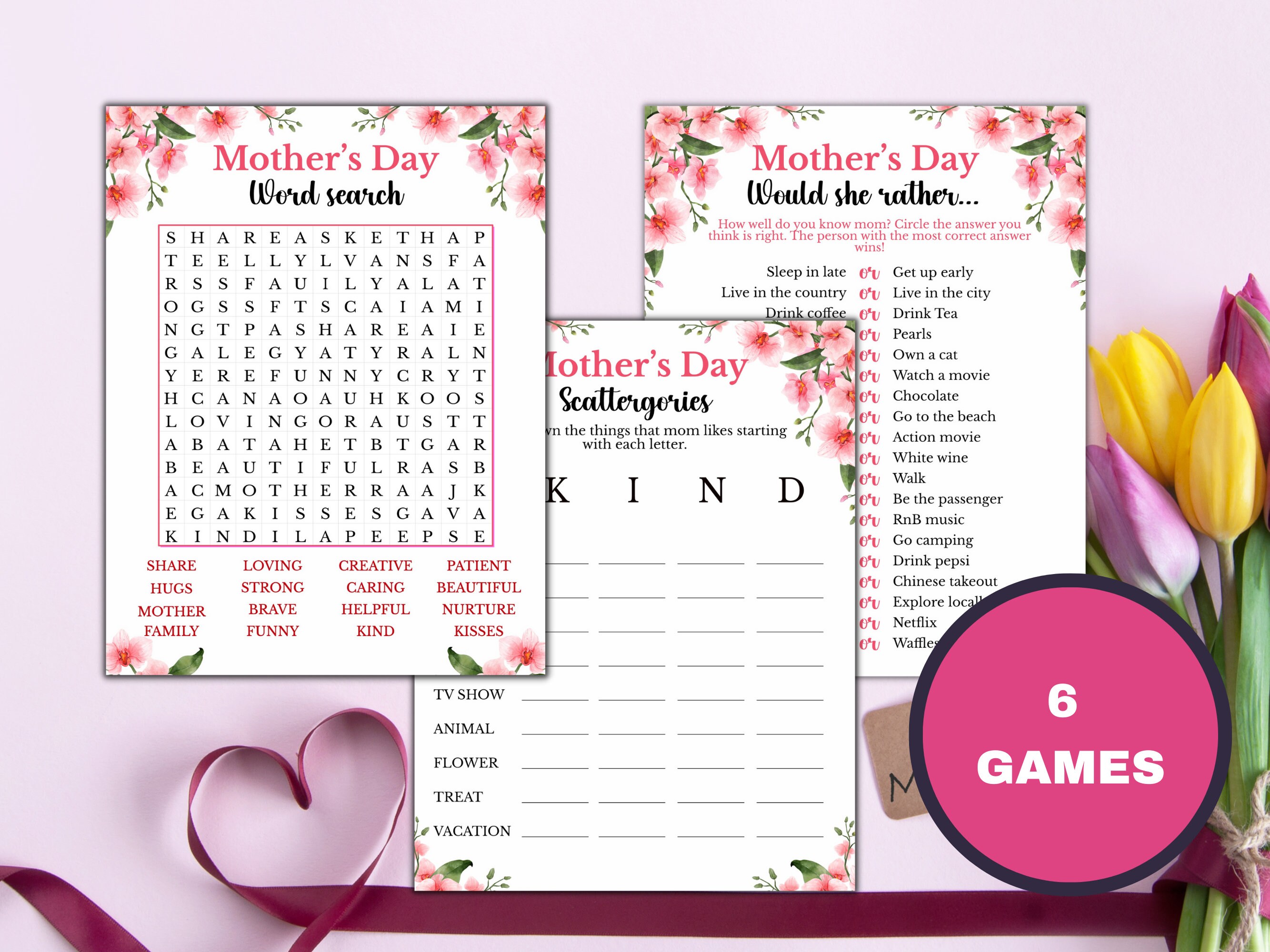 Mother's Day Game Bundle for Kids and Adults Printable Family Party ...