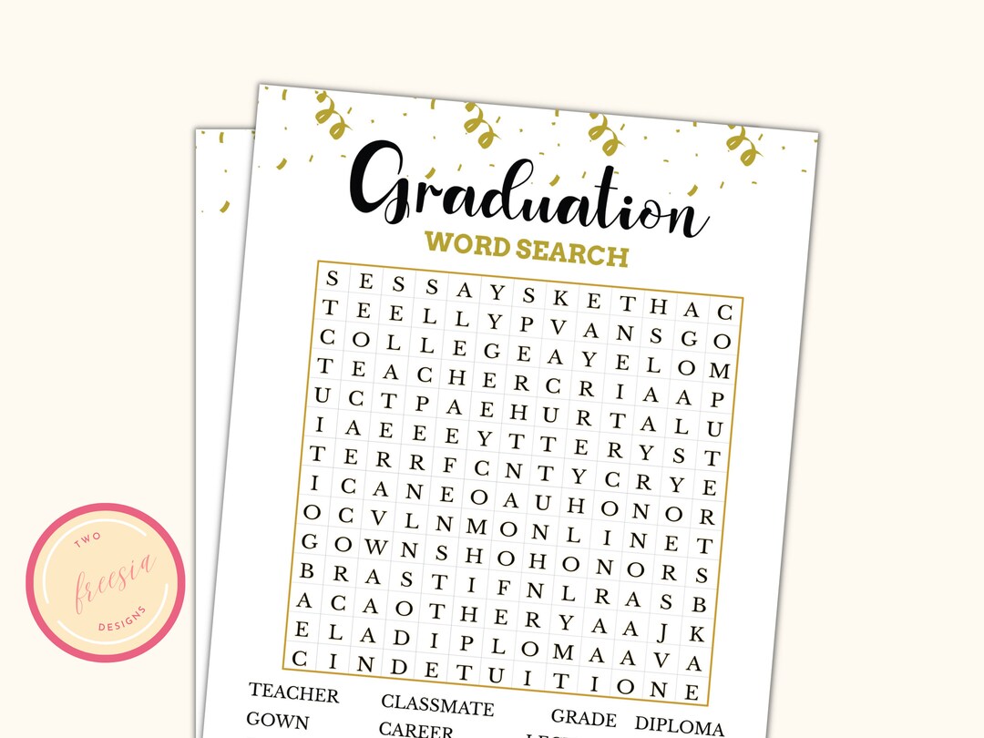 Graduation Word Search Game - Printable Graduation Games- 2023 ...