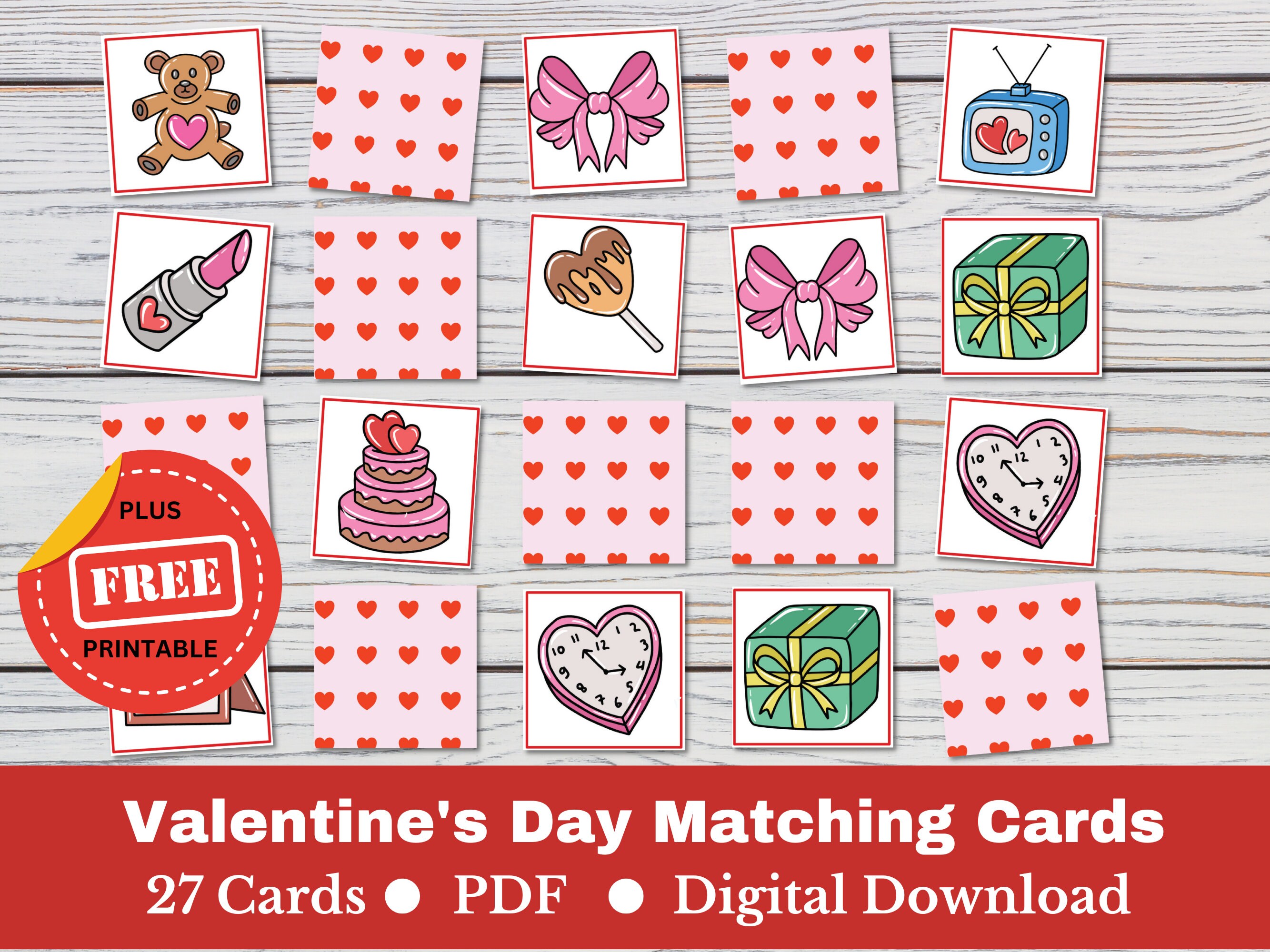 Valentine's Day Memory Game for Kids - Printable Matching Game ...