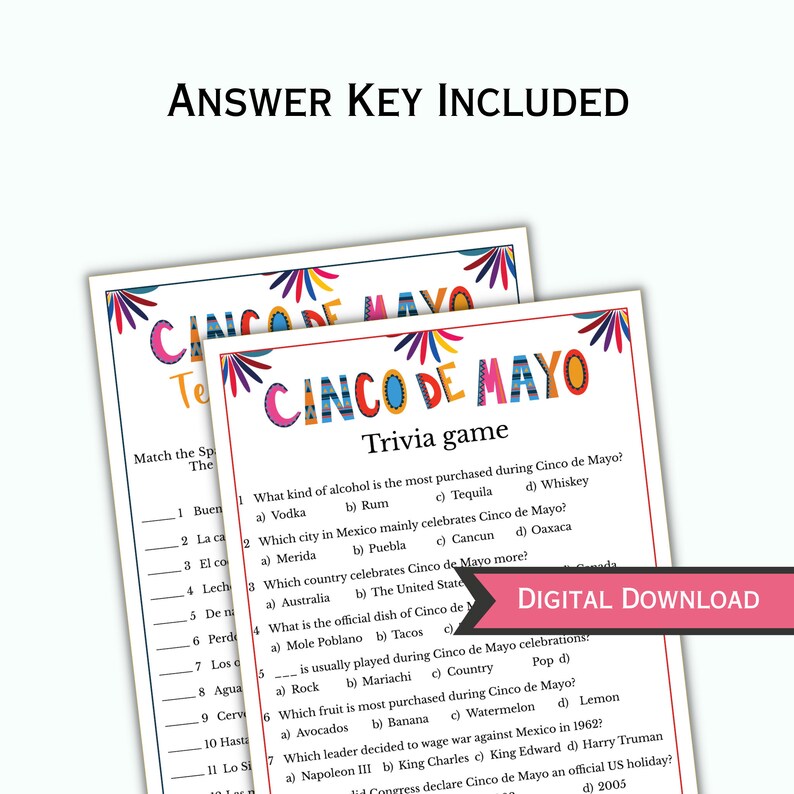 24 Cinco De Mayo Game Bundle for Kids & Adults Mexican Game Night ...
