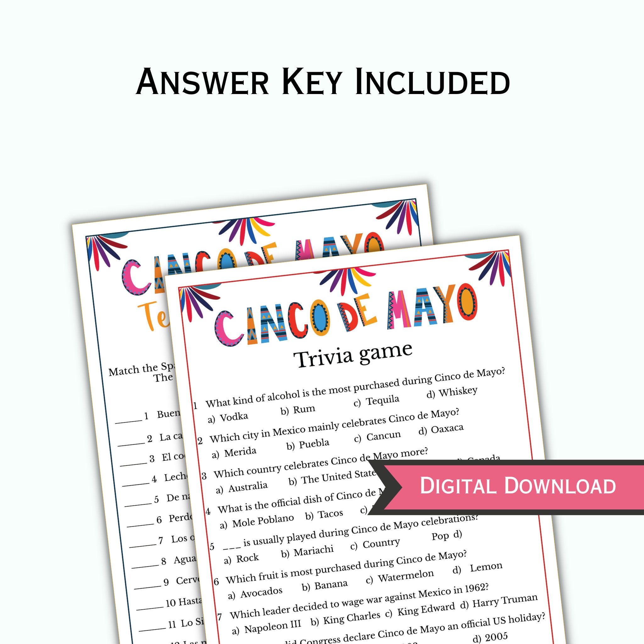24 Cinco De Mayo Game Bundle for Kids & Adults Mexican Game Night ...
