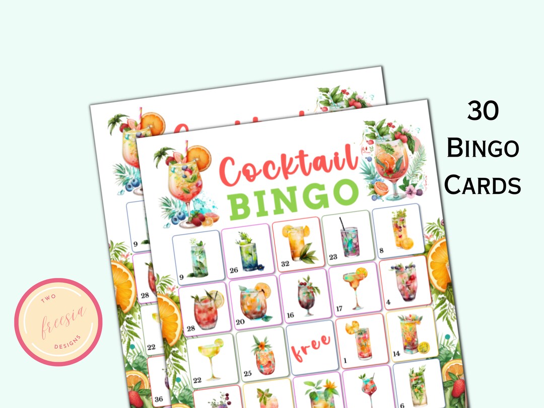 Cocktail Bingo - Printable Cocktail Party Game for Girls Game Night ...