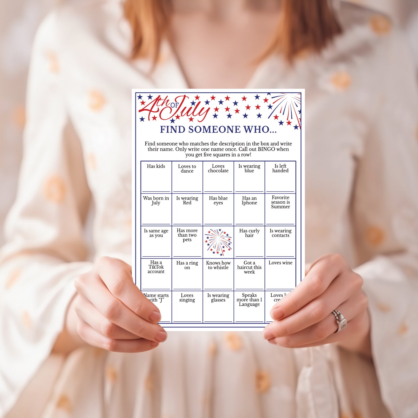Find Someone Who Bingo Game - Printable Fourth of July Game ...