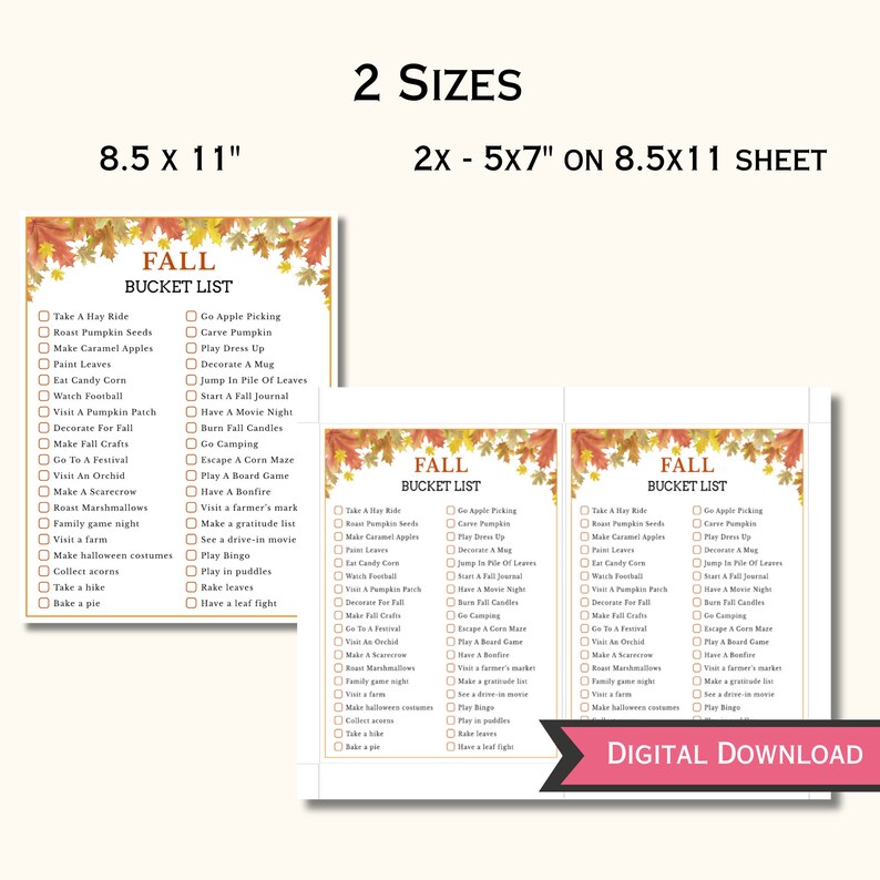 Fall Bucket List Printable Autumn Bucket List Fall to Do List Family ...