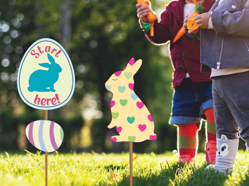 Printable Easter Egg Hunt Signs Easter Bunny Party Decorations and ...