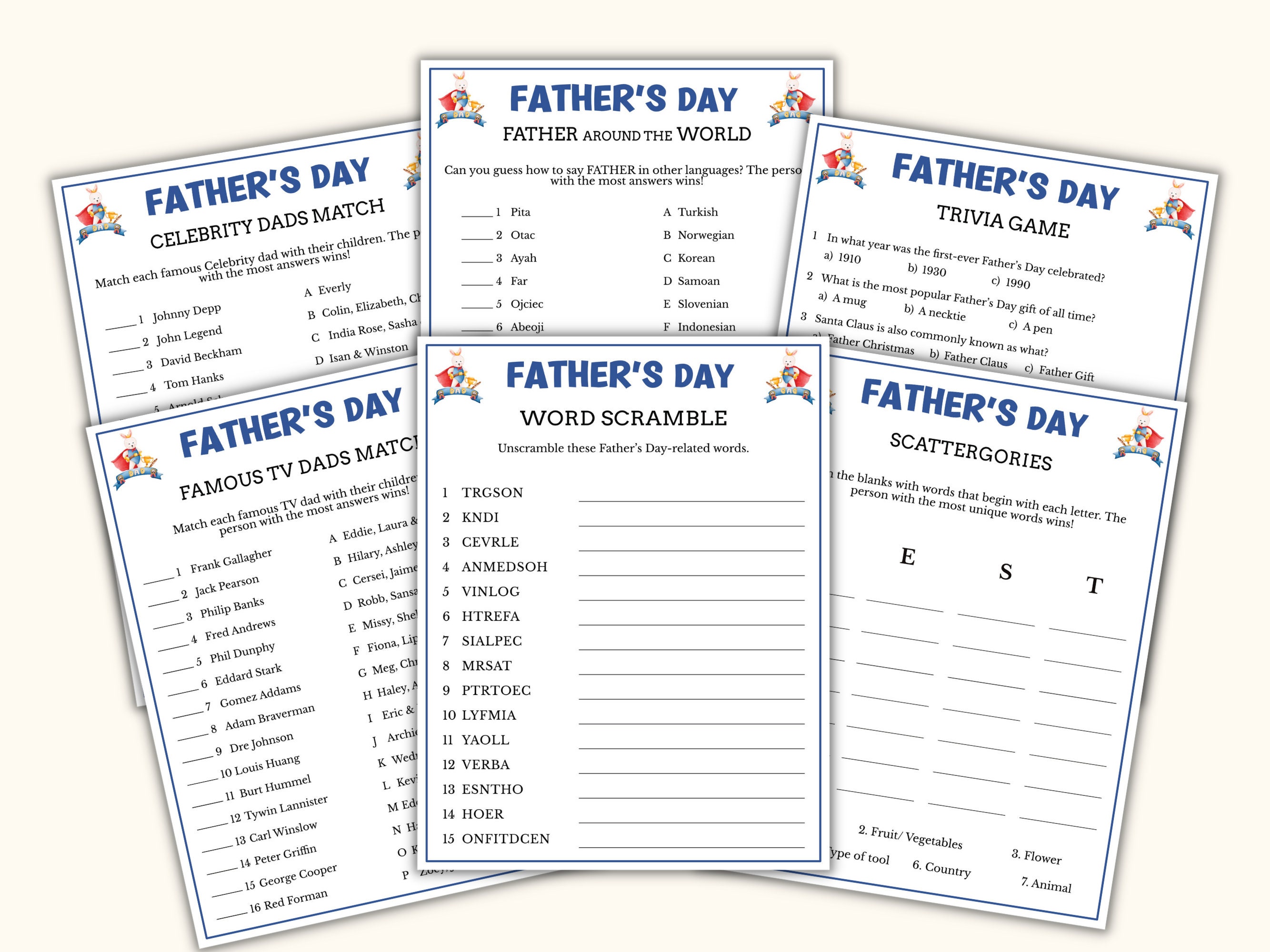 12 Printable Father's Day Games for Kids and Adults Family Games Night ...