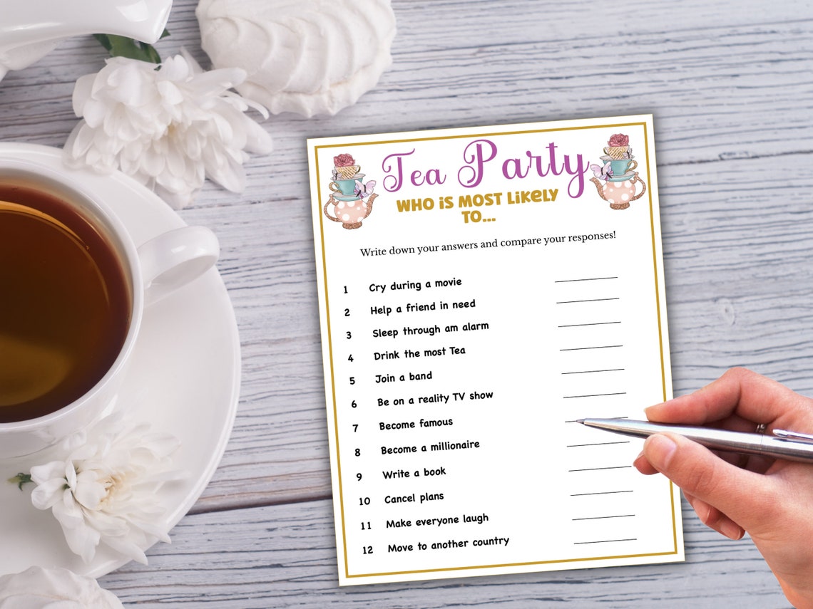 Tea Party Game Most Likely to Printable Tea Party Games for Birthdays ...