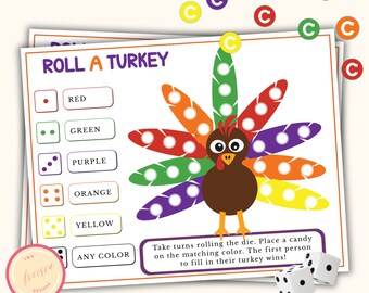 Roll A Turkey Dice Game | Printable Thanksgiving Game | Fall Activity ...