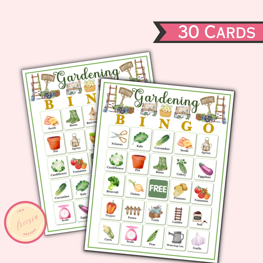 30 Unique Gardening Bingo - Printable Garden Bingo - Party Game Ideas ...