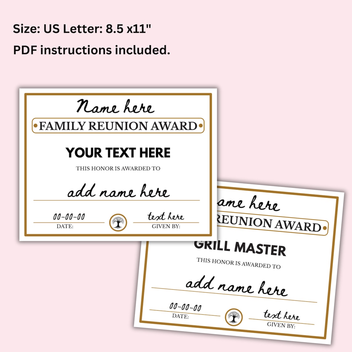 Family Reunion Award Certificates - Editable 100 Funny Family Reunion ...