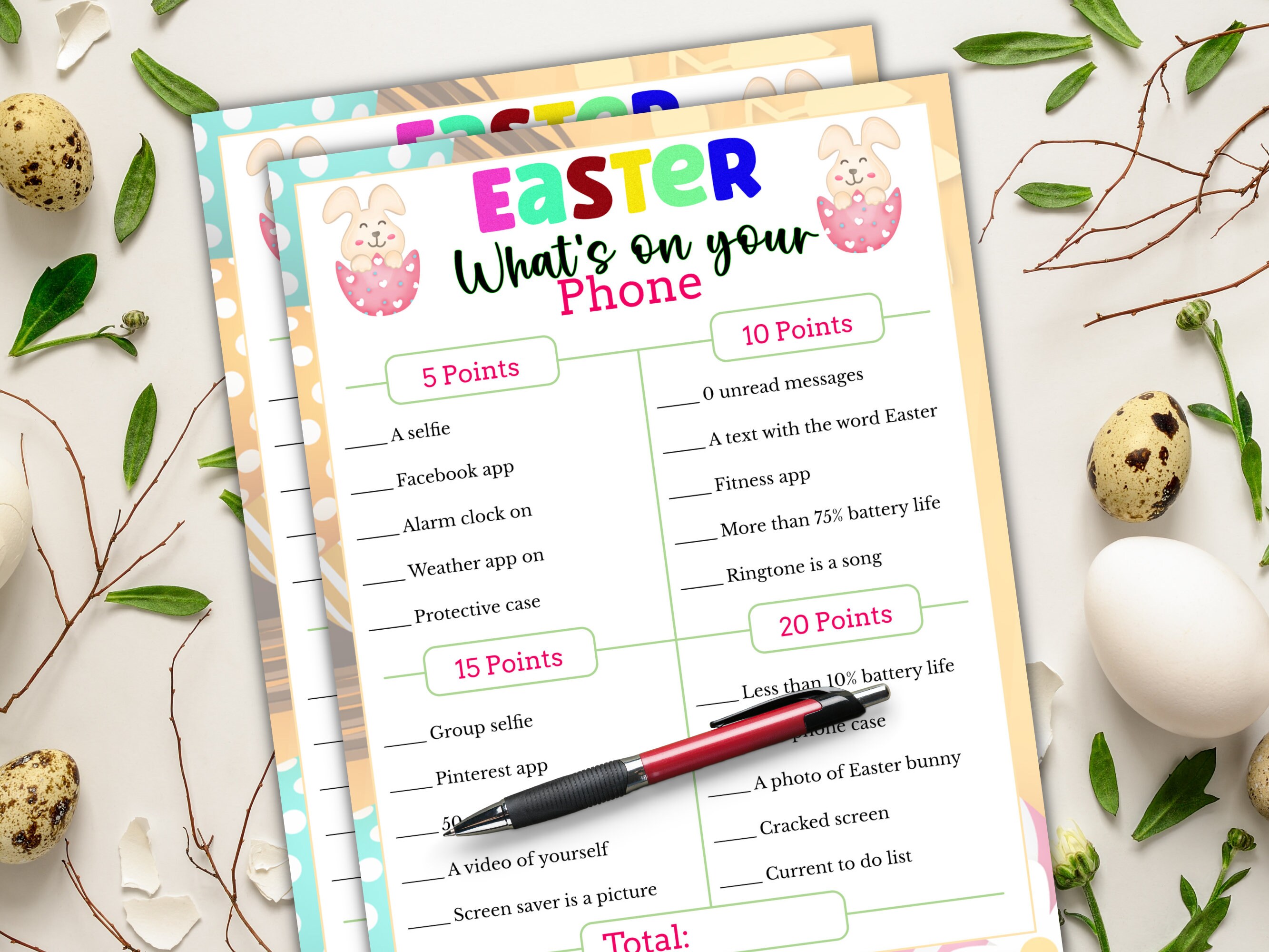 Easter Printable Games What's on Your Phone Game Easter Party Game ...