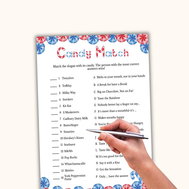 Candy Match Game for Kids & Adults - Birthday Party Games - Fun ...