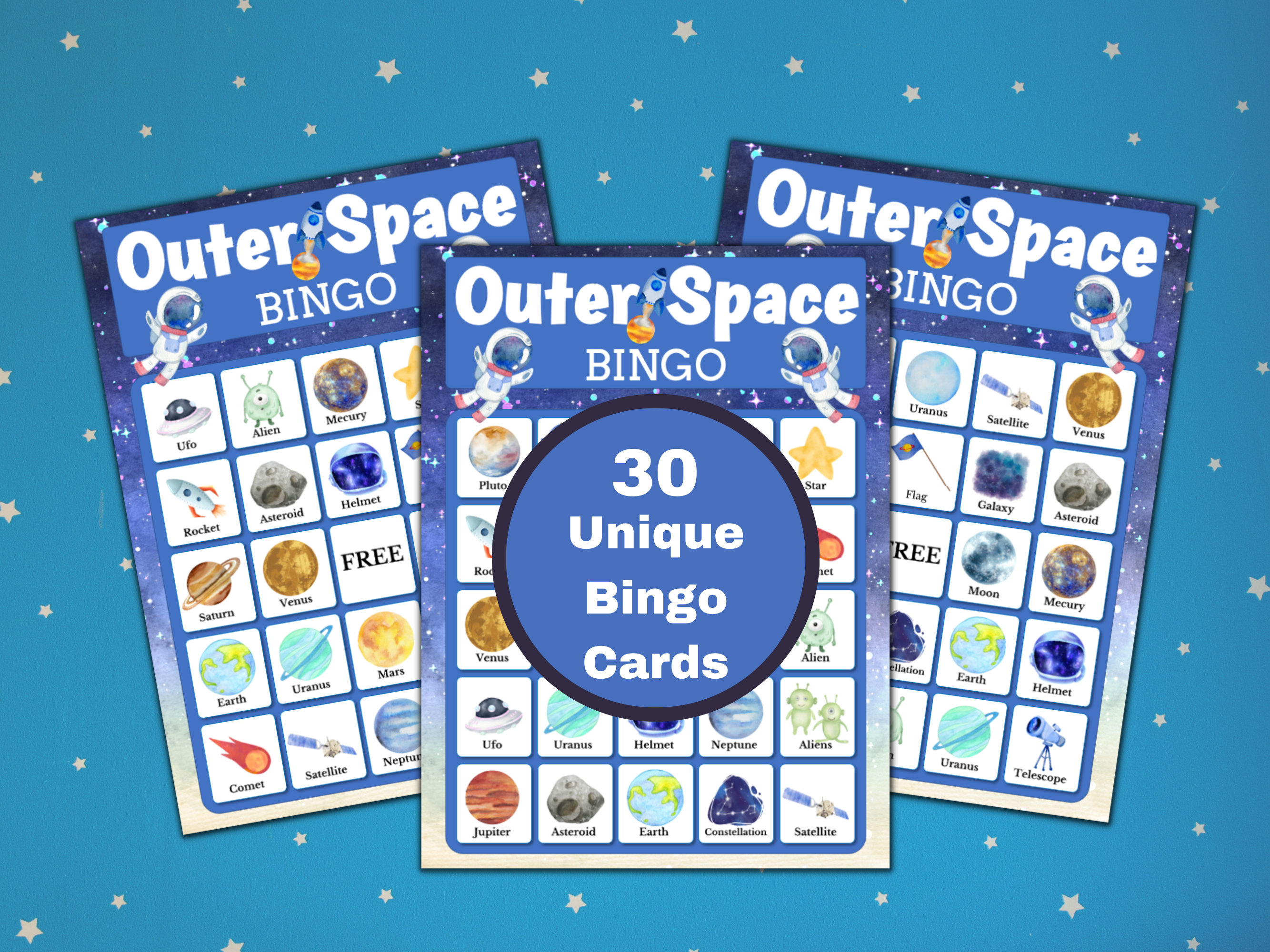 Outer Space Bingo Game Printable Space Bingo Game for Kids - Etsy Australia