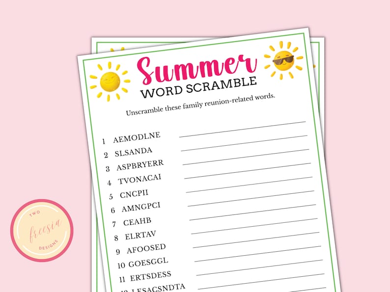 Printable Summer Word Scramble Game - Summer Party Games for Kids ...