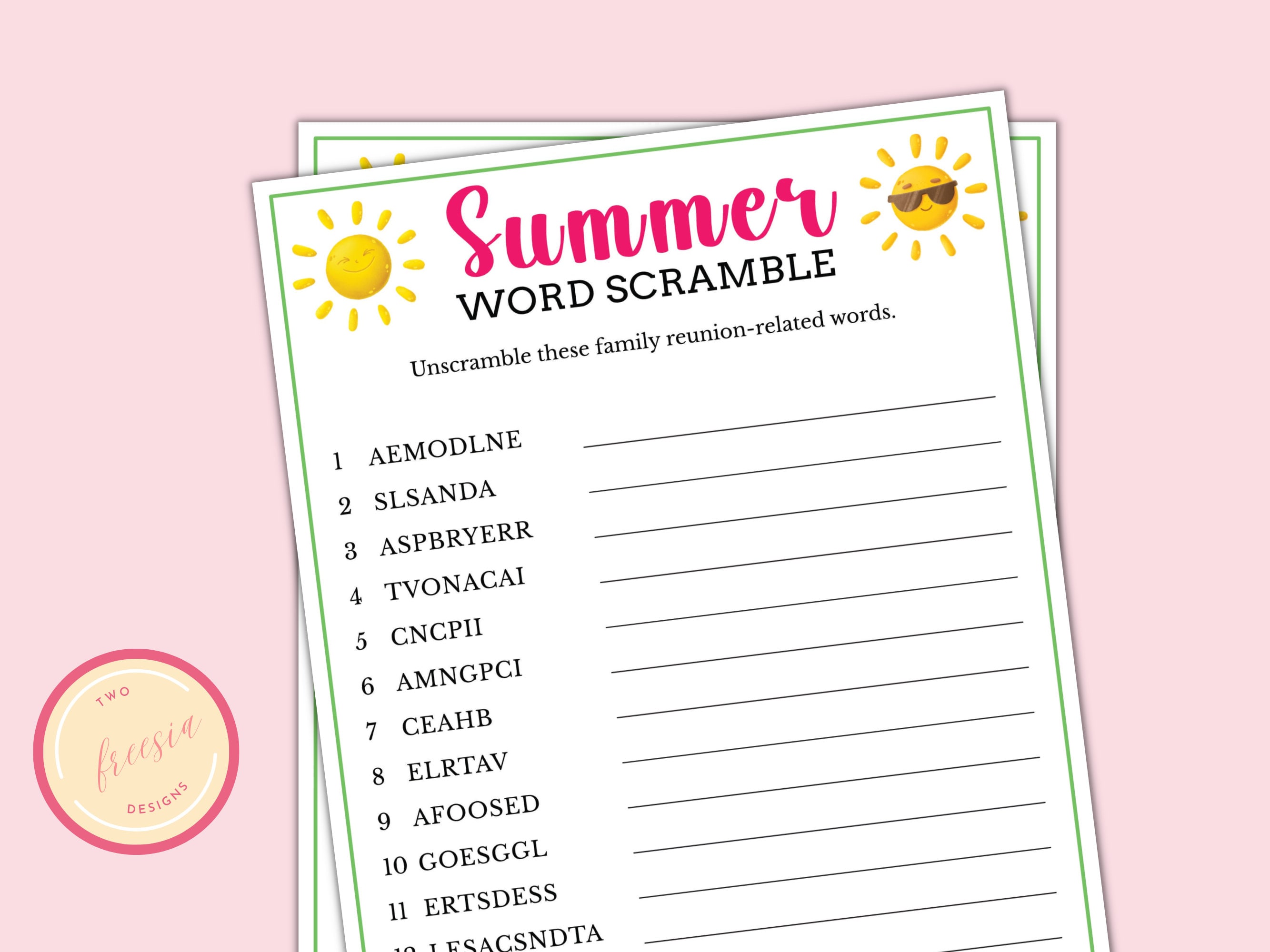 Printable Summer Word Scramble Game - Summer Party Games for Kids ...