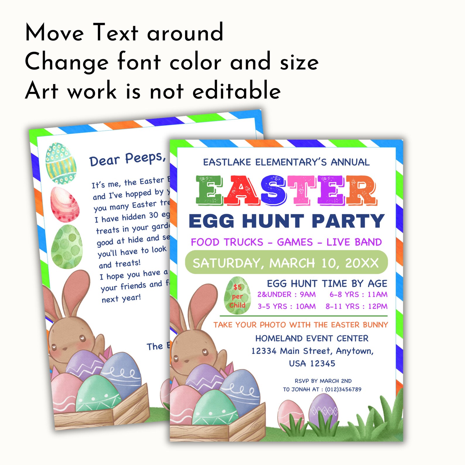 Editable Easter Fundraiser Flyer Easter Egg Hunt Flyer Printable Easter ...