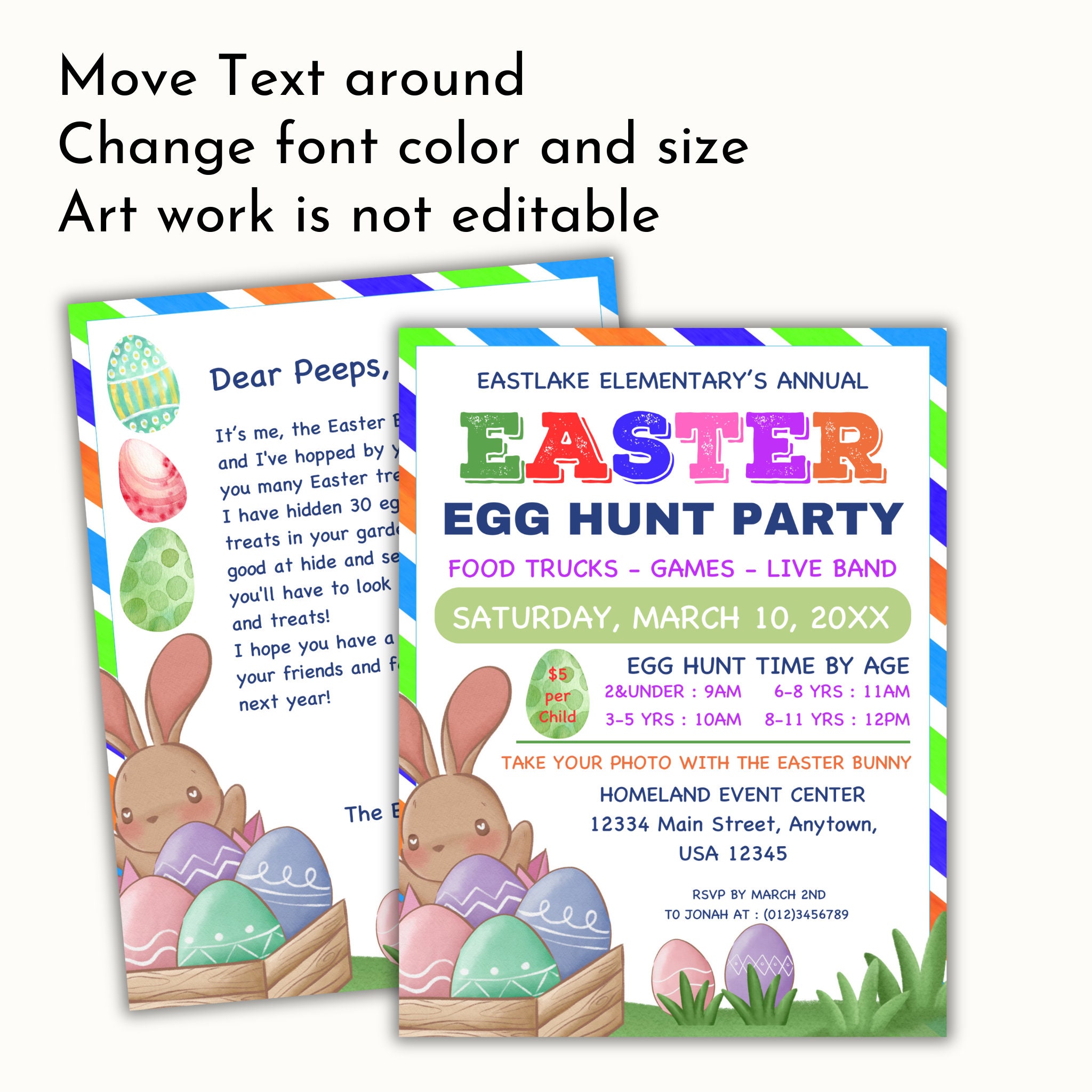 Editable Easter Fundraiser Flyer Easter Egg Hunt Flyer Printable Easter ...