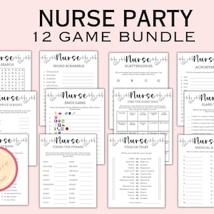 12 Printable Nurse Theme Party Games - Nurse Graduation Game - Nurse ...