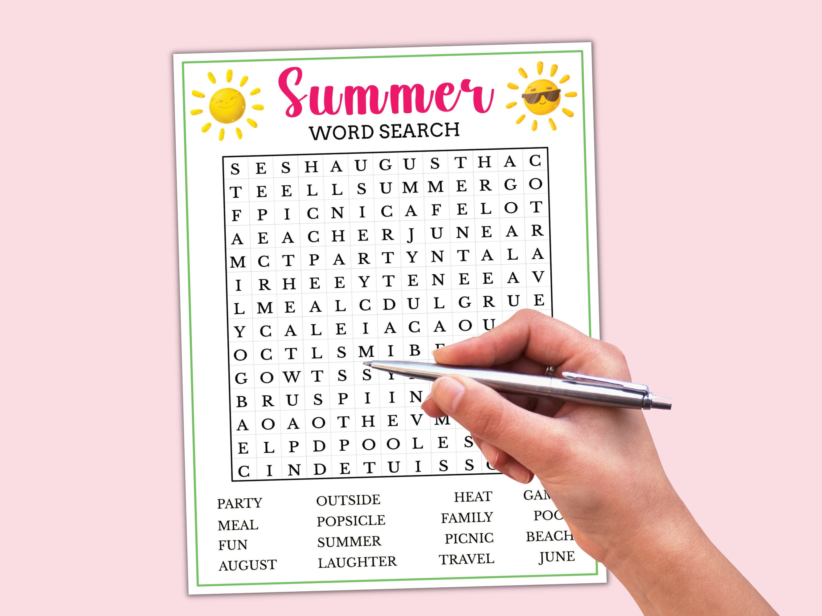 Summer Word Search Game - Pool Party, Beach Games and Activities for ...