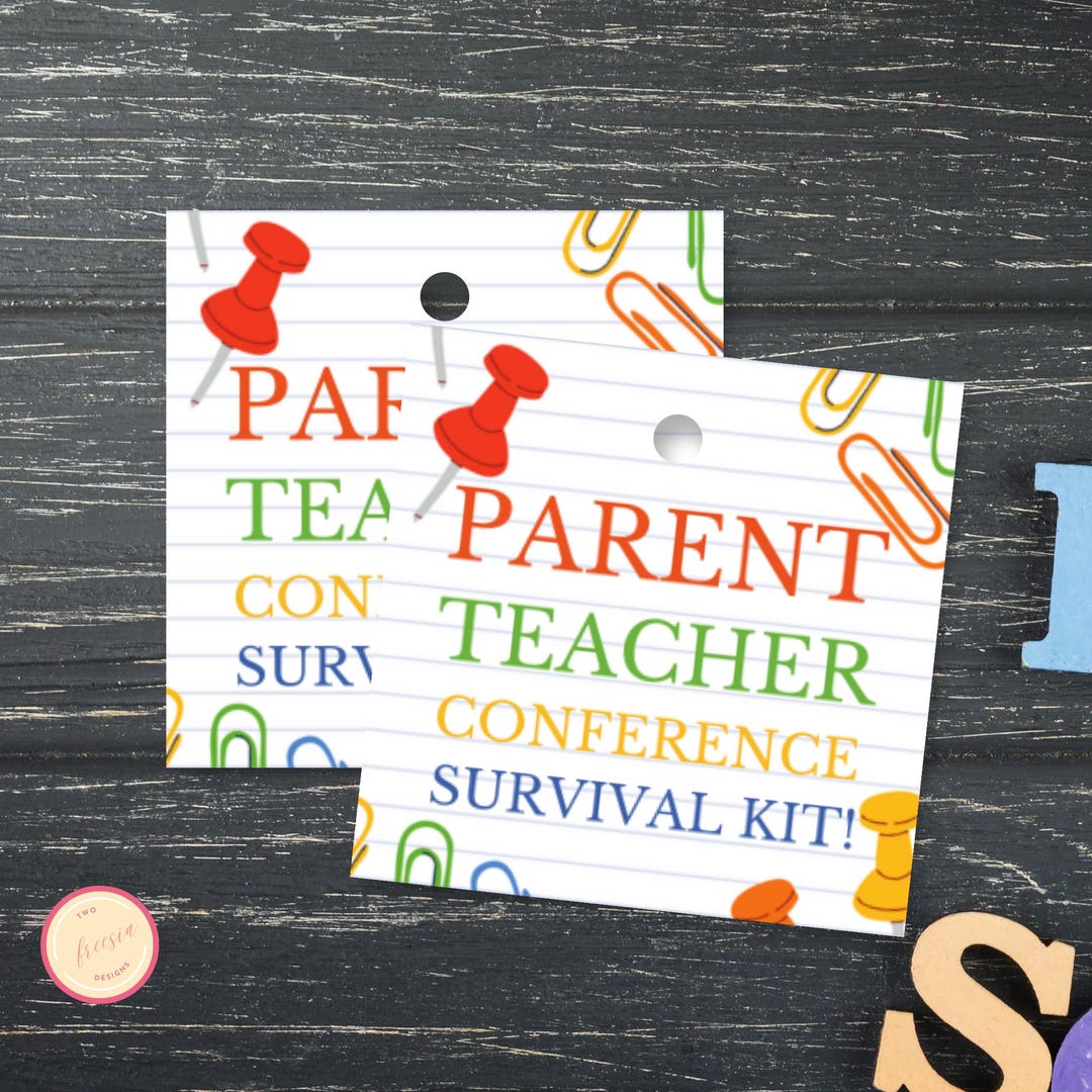 Parent Teacher Conference Survival Kit 3x3 Gift Tag Printable School ...