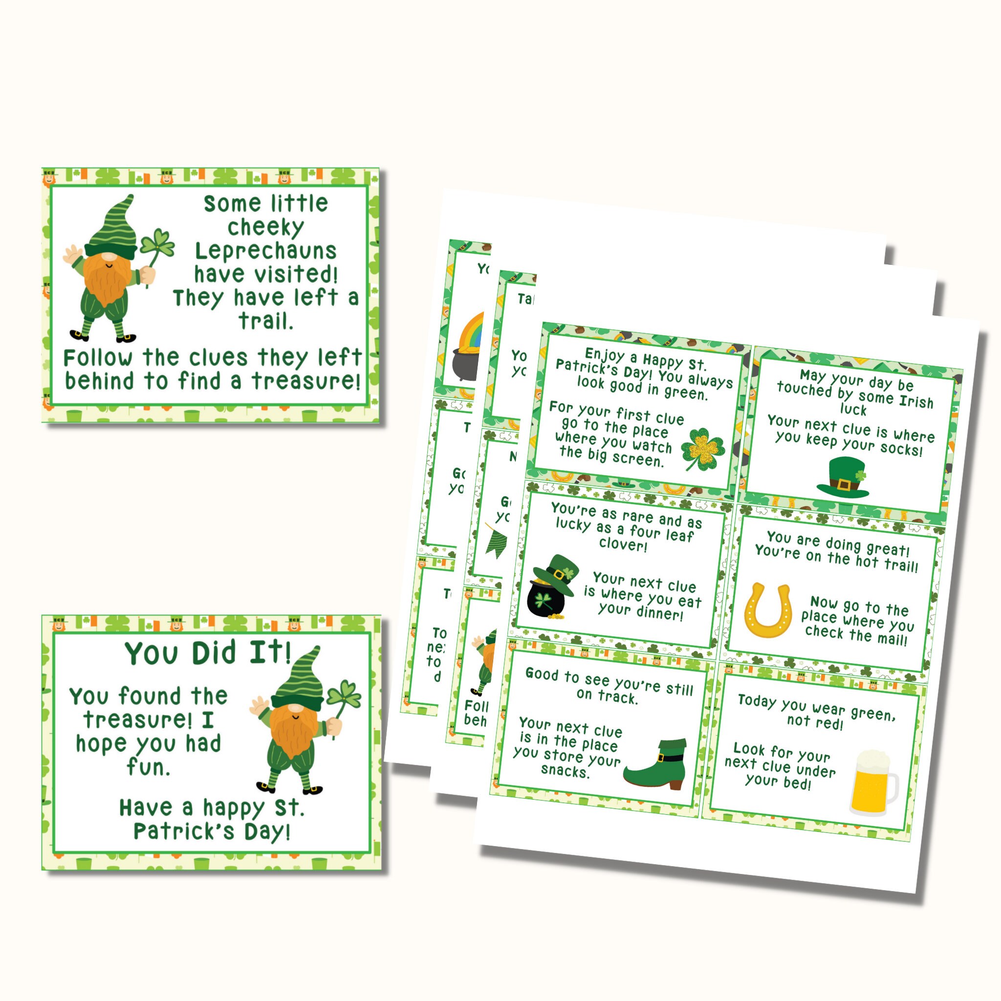 St. Patrick's Day Treasure Hunt - Printable Scavenger Hunt Clues ...