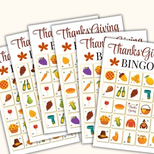 50 Thanksgiving Bingo Cards - Printable Thanksgiving Games for Kids and ...
