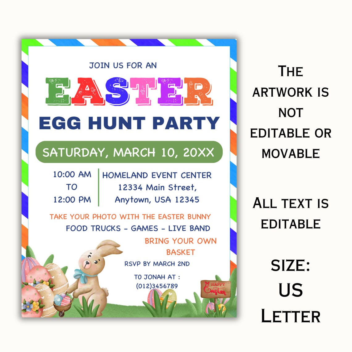 Editable Easter Egg Hunt Flyer Easter Fundraiser Flyer Printable Easter ...