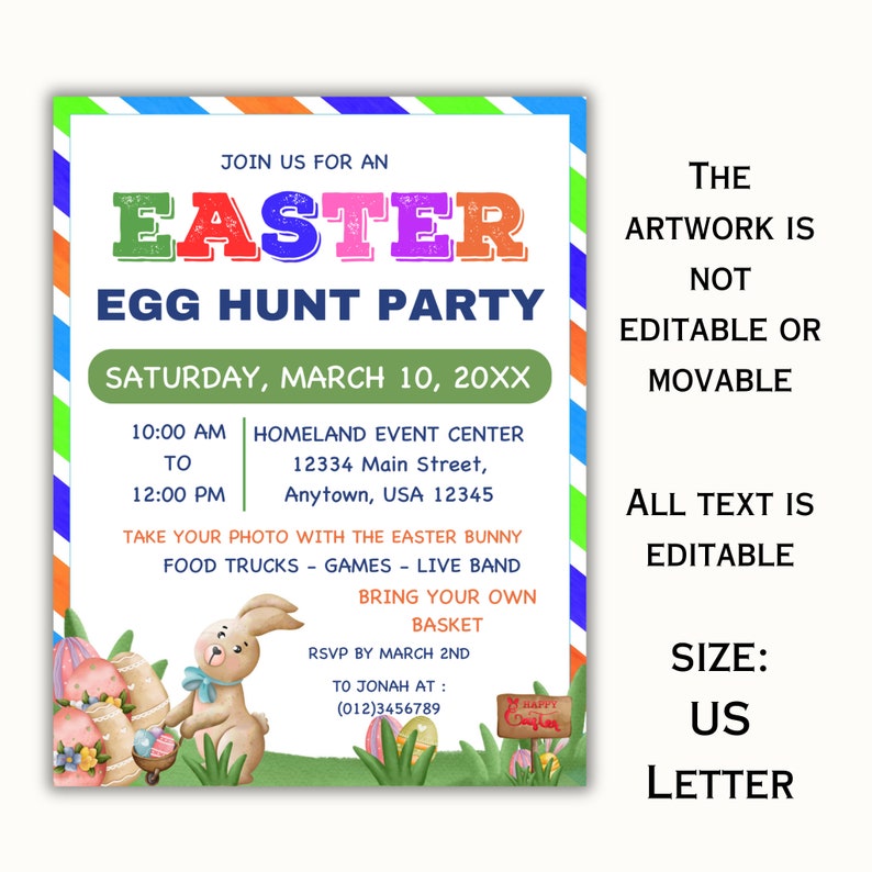 Editable Easter Egg Hunt Flyer Easter Fundraiser Flyer Printable Easter ...