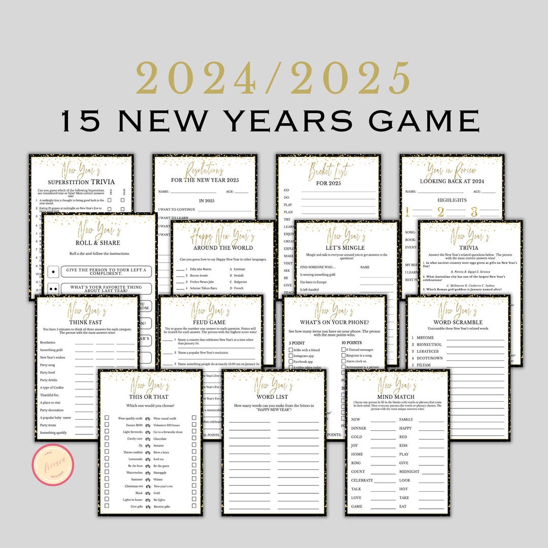 New Years Games Bundle, Printable New Years Party Games for Kids and ...
