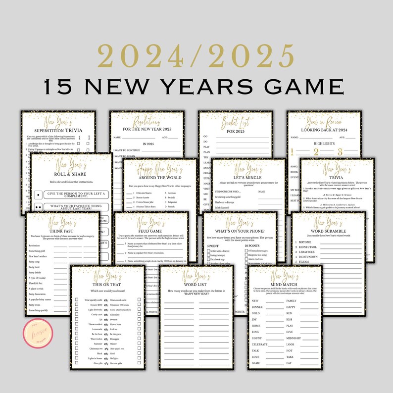 New Years Games Bundle, Printable New Years Party Games for Kids and ...