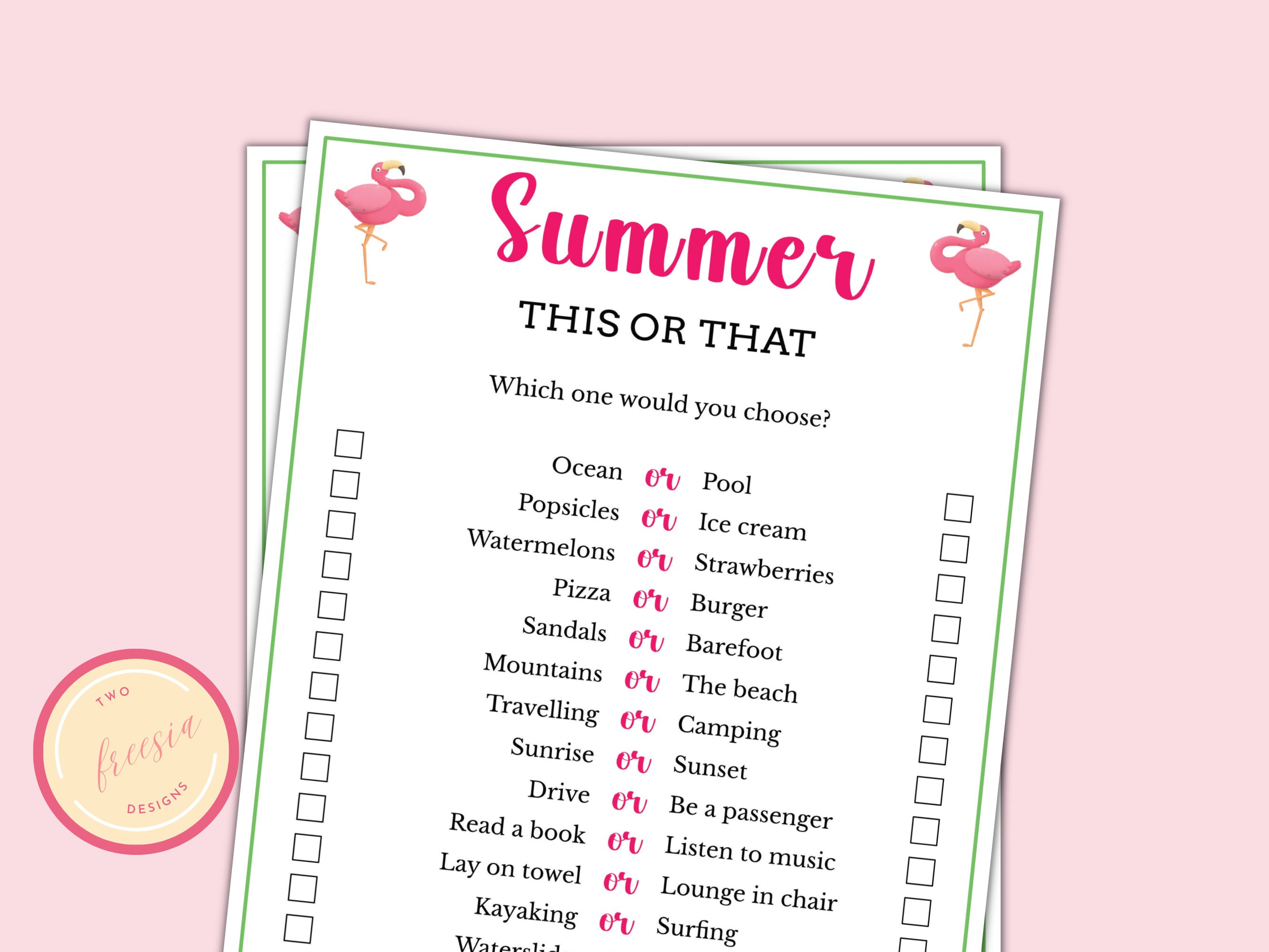 Summer This or That Game - Printable Summer Game and Activity for Kids ...