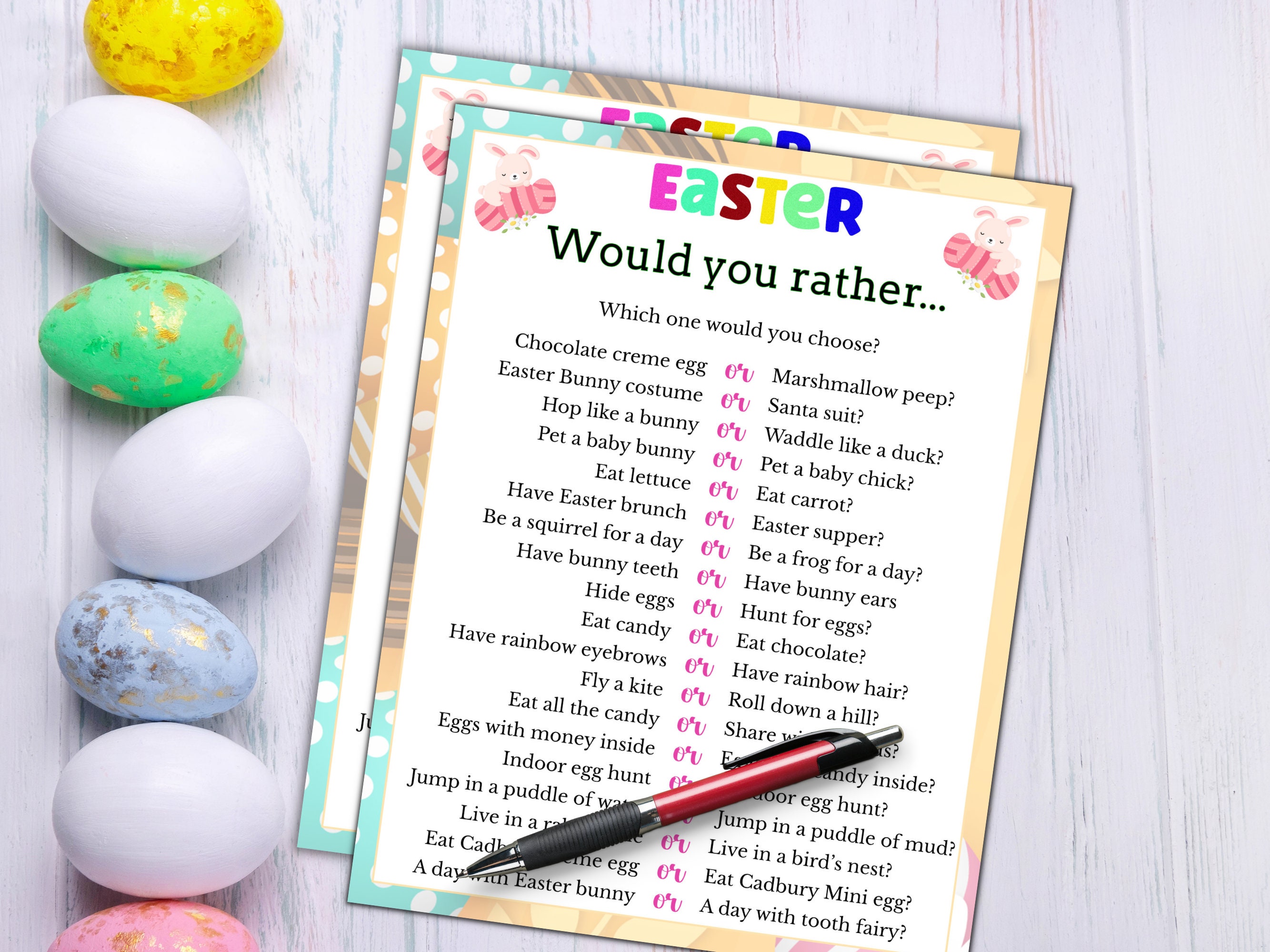 Easter Would You Rather Game Easter Printable Games for Kids & Adults ...