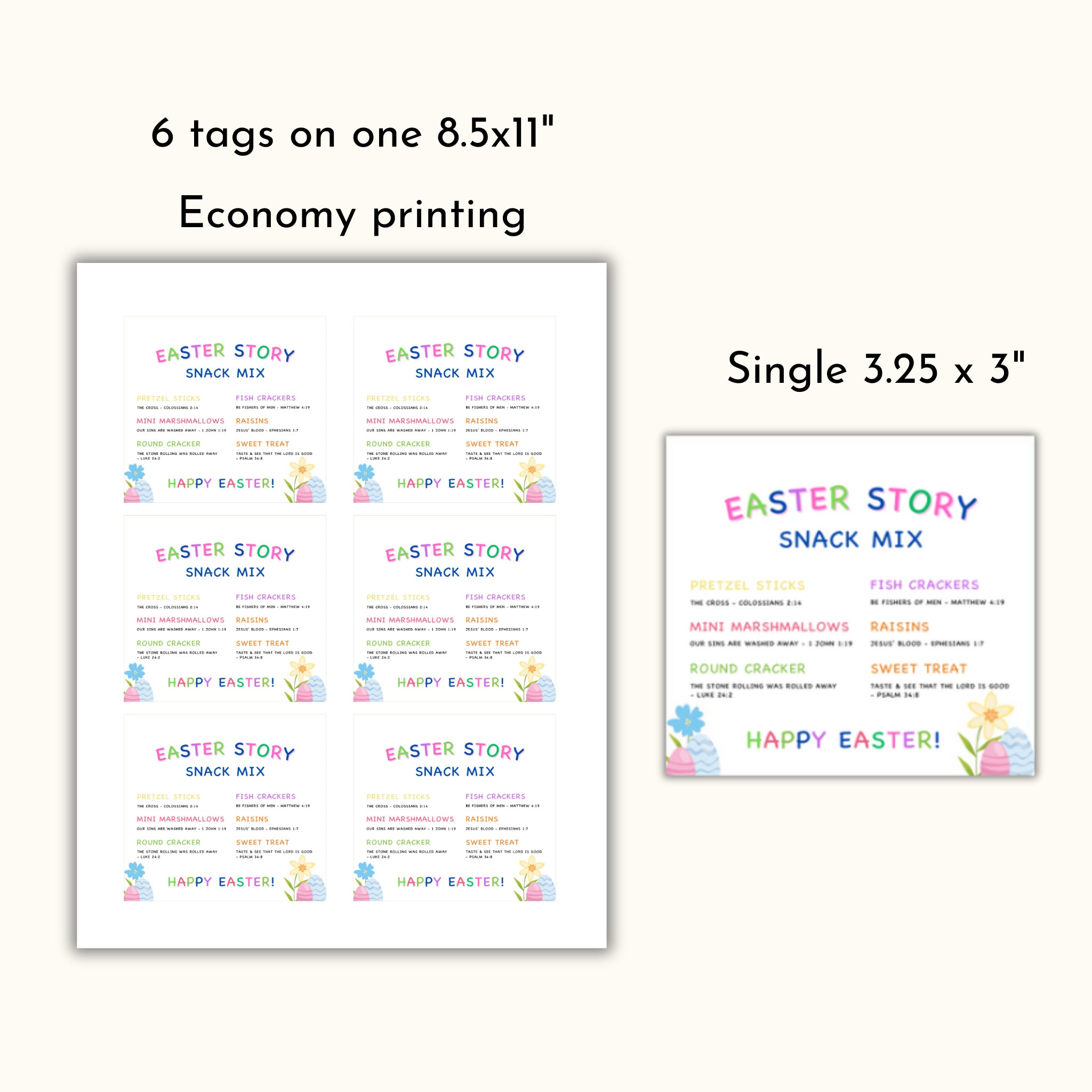 Editable Easter Story Snack Mix - Printable Easter Treat Gift Tag ...