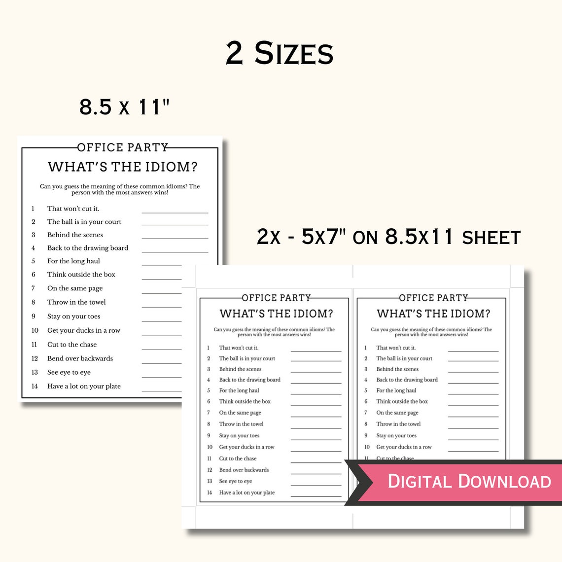 Workplace Jargon Match Game Office Idioms Work Party Game for Team ...