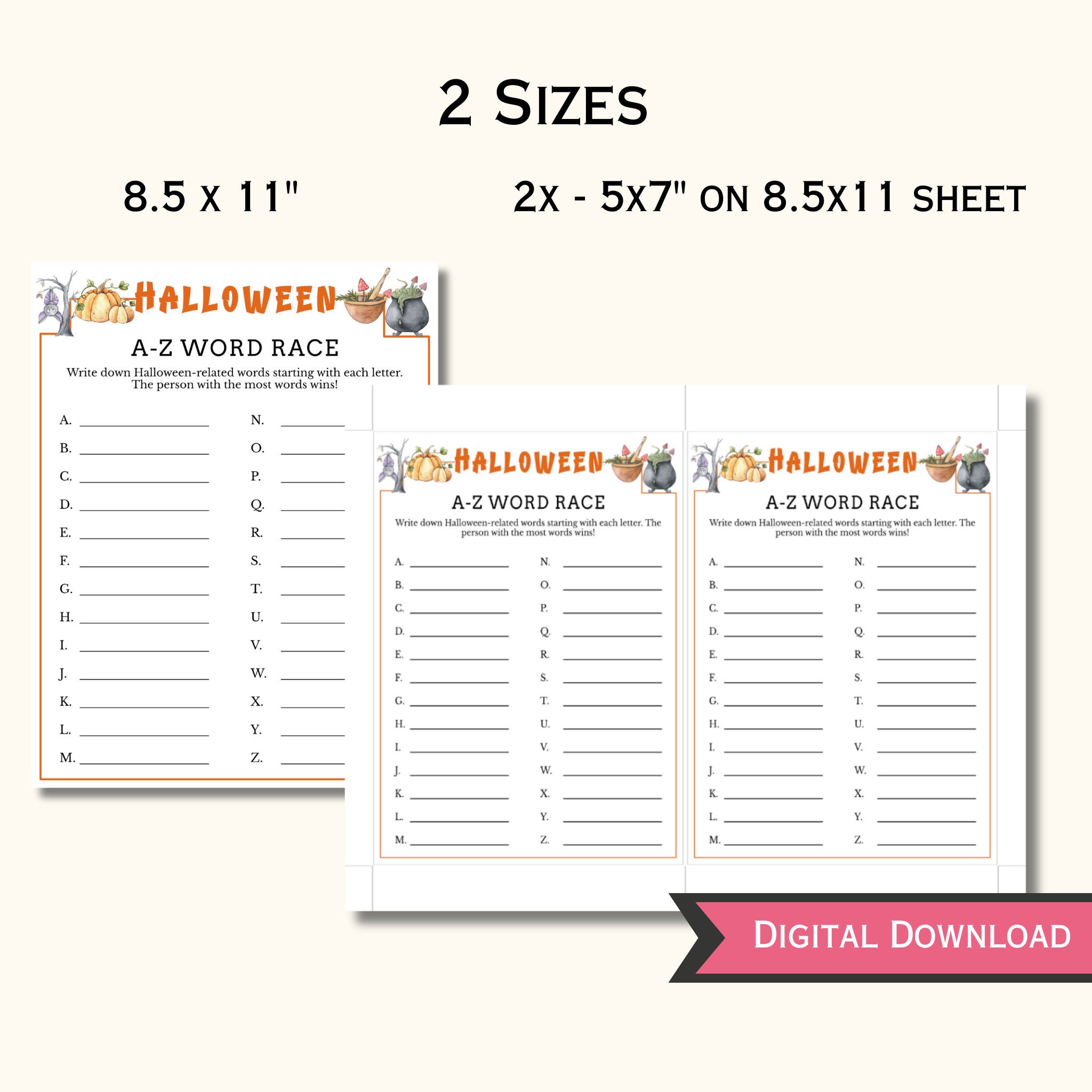 Halloween A-Z Game - Printable Halloween Party Game for Teens & Adults ...