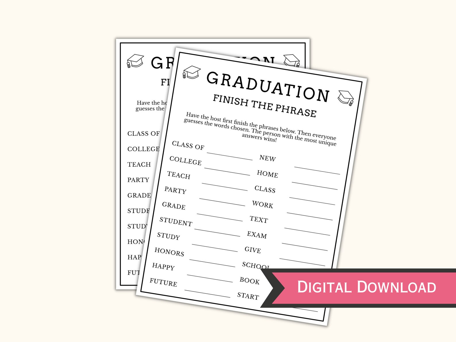 2023 Graduation Games - 4 Printable Graduation Party Games - Class of ...