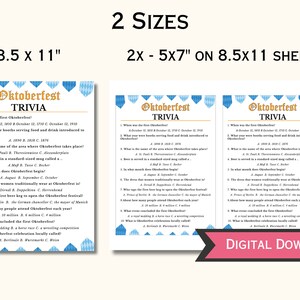 Oktoberfest Trivia Game - Printable Oktoberfest Game - Adult ...